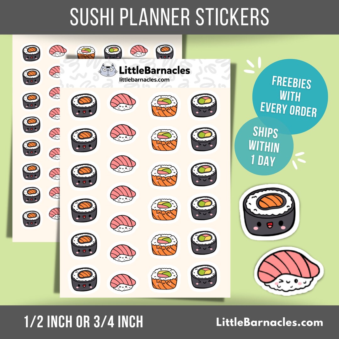 Sushi Planner Sticker Sushi Night Reminder Sticker Sushi Date Label ...