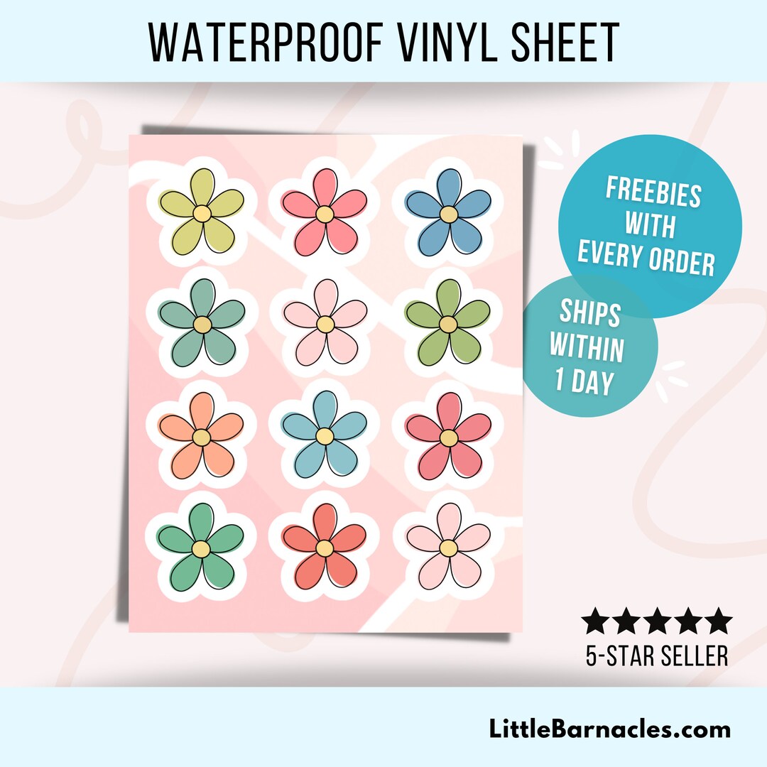 Mini Spring Flower Sticker Sheet Waterproof Vinyl Cute Small Flower ...