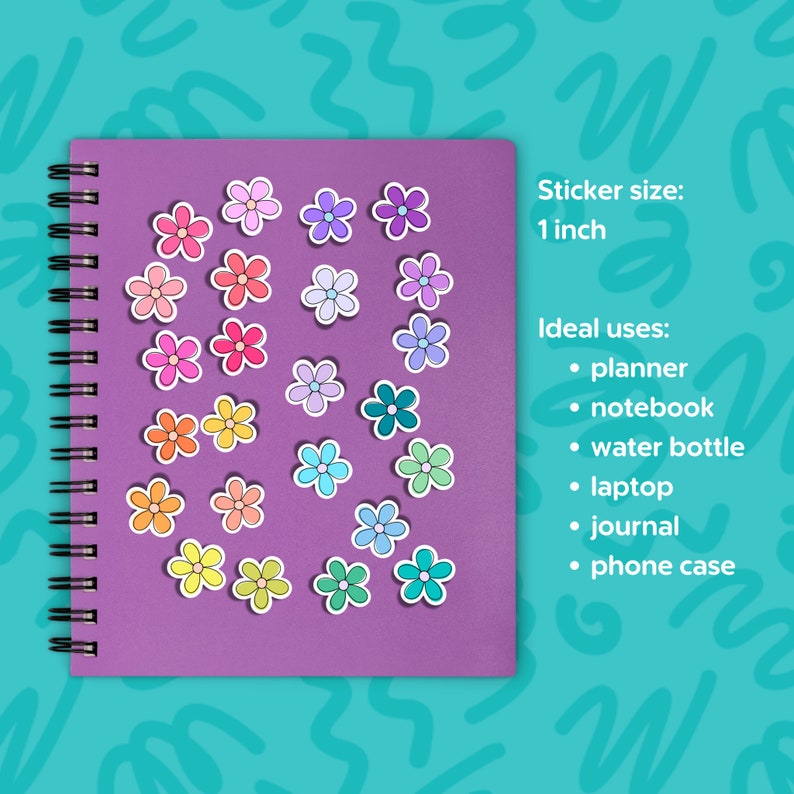 Mini Flower Sticker Sheet • Waterproof Vinyl Flower Stickers • Cute ...
