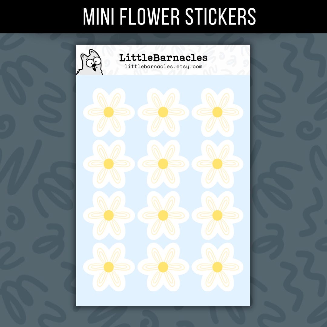 Mini Daisy Flower Sticker Sheet Waterproof Vinyl Cute Small Daisy ...