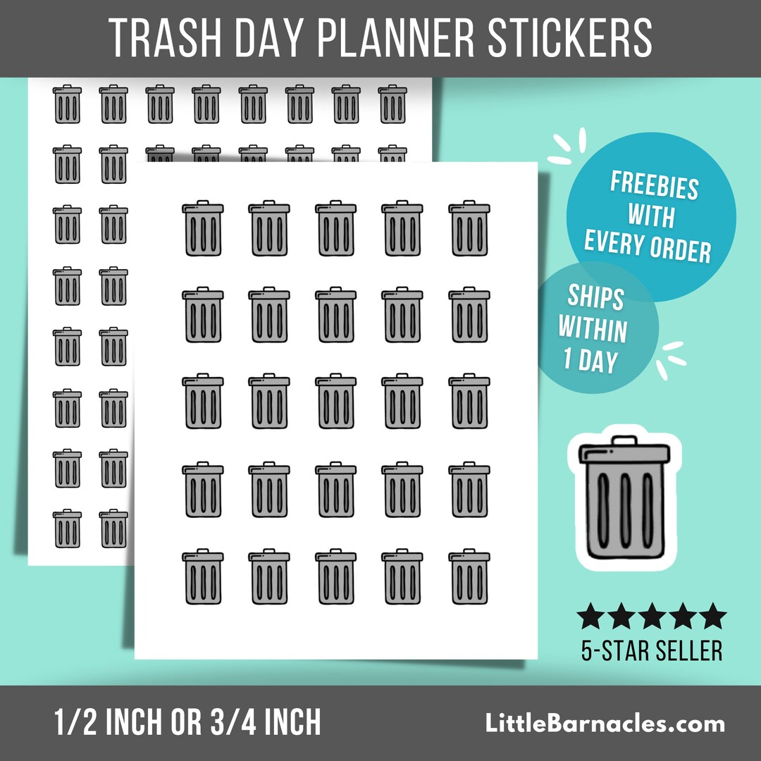 Trash Day Planner Sticker Trash Reminder Sticker House Chore Sticker ...