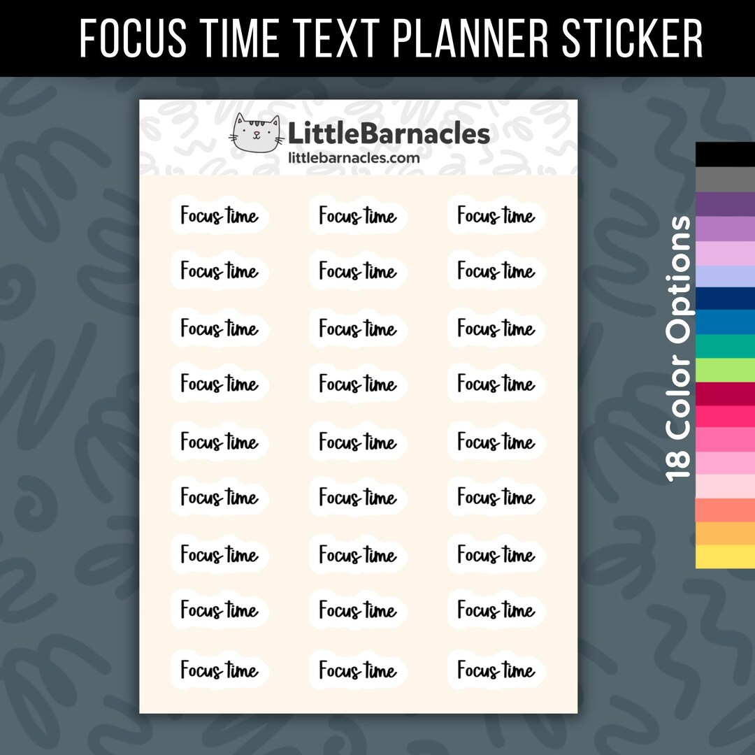 Focus Time Planner Stickers | Study Reminder, College Student (3/4 ...