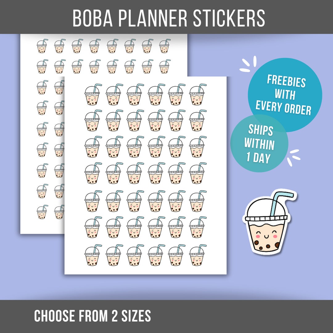 Mini Boba Tea Planner Sticker Bubble Tea Lover Funny Tea Sticker Tiny ...