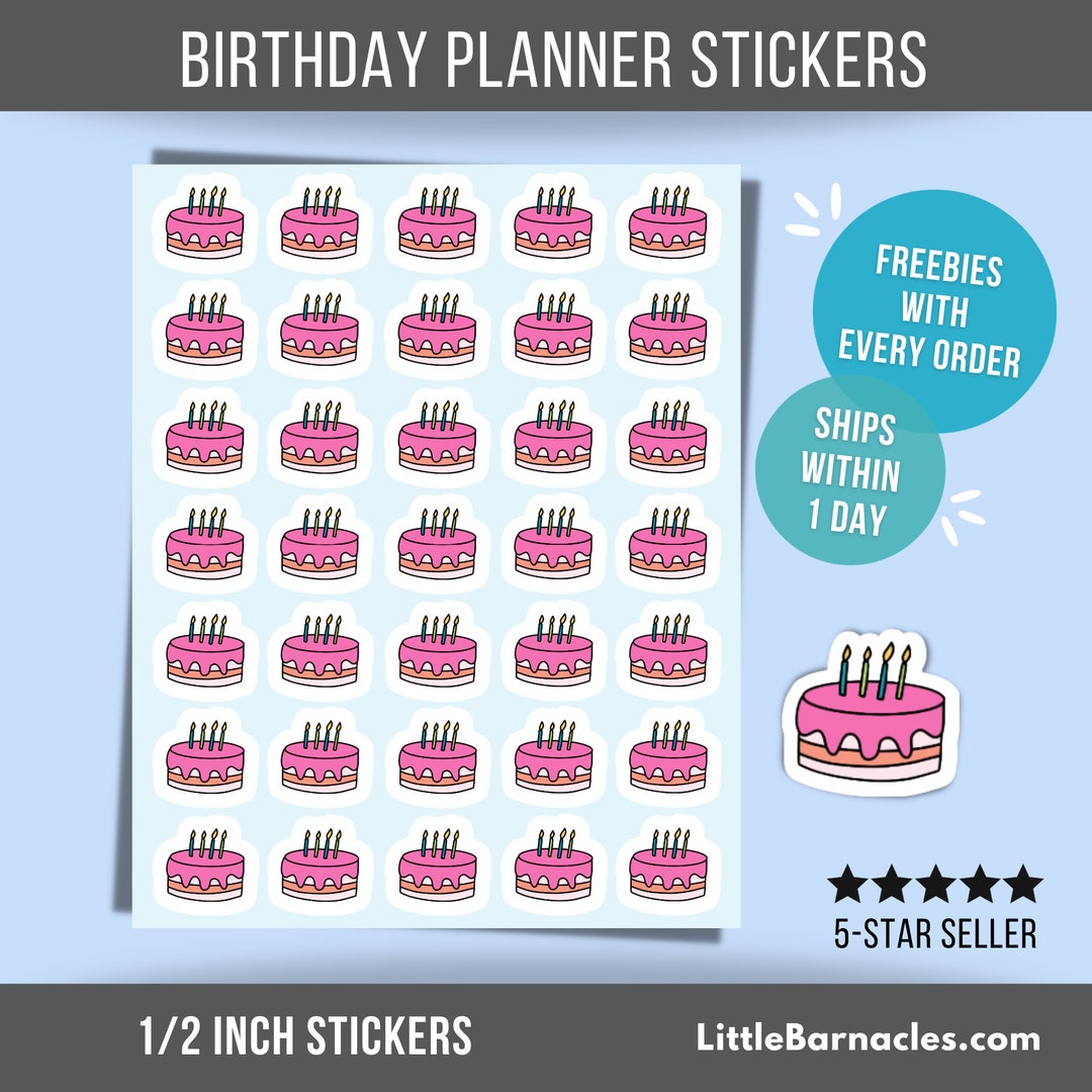 Birthday Cake Planner Stickers Birthday Reminder Label Cake Stickers ...