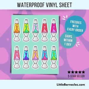 Mini Lava Lamp Sticker Sheet Waterproof Vinyl Funny Retro Nostalgia ...
