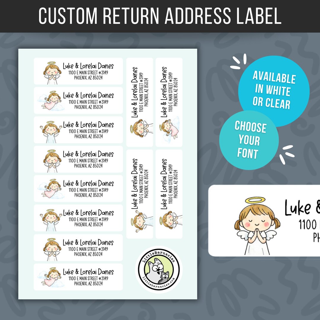 Custom Angel Address Labels • Personalized Return Address Stickers ...