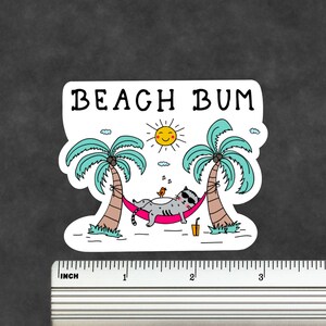 Beach Bum Sticker Waterproof Vinyl Funny Cat Sticker Gift Cat Lover ...