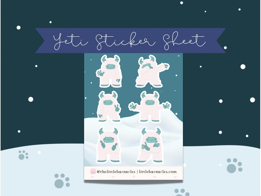 Mini Yeti Sticker Sheet Waterproof Vinyl Sticker Gift for Her - Etsy