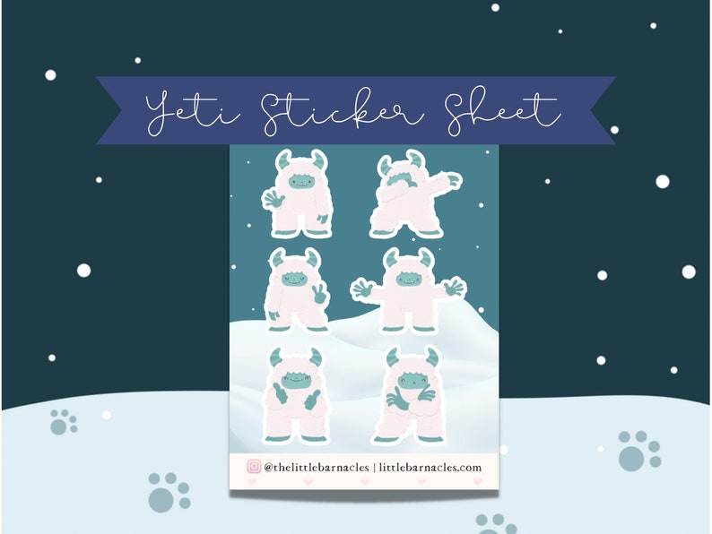 Mini Yeti Sticker Sheet Waterproof Vinyl Sticker Gift for Her - Etsy