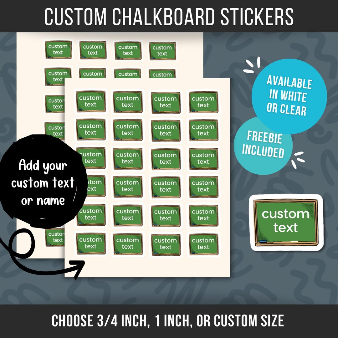 Custom School Label Sticker Chalkboard Planner Sticker School Label for ...