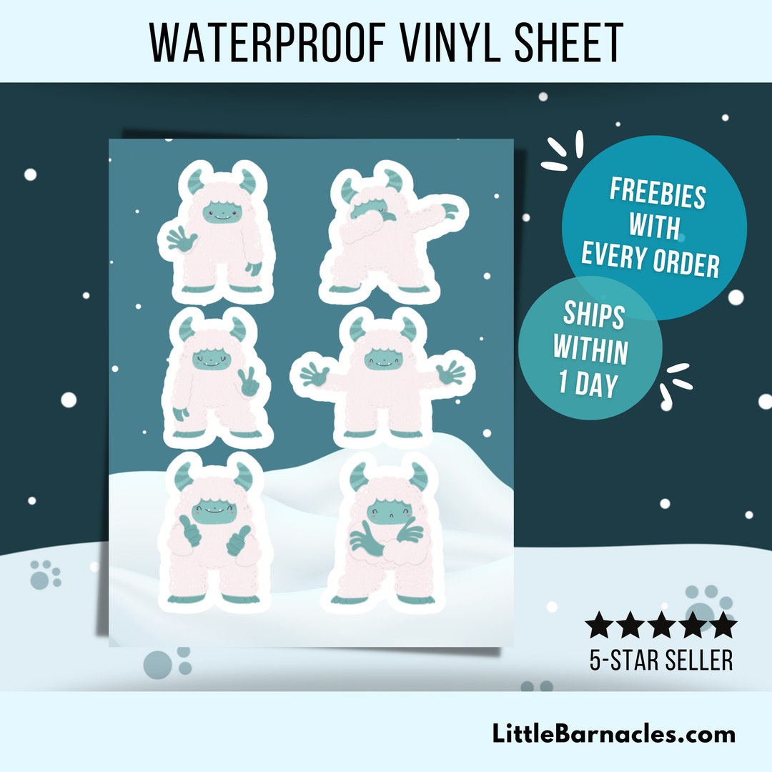Mini Yeti Waterproof Sticker Sheet, Funny Snowman Stickers - Etsy