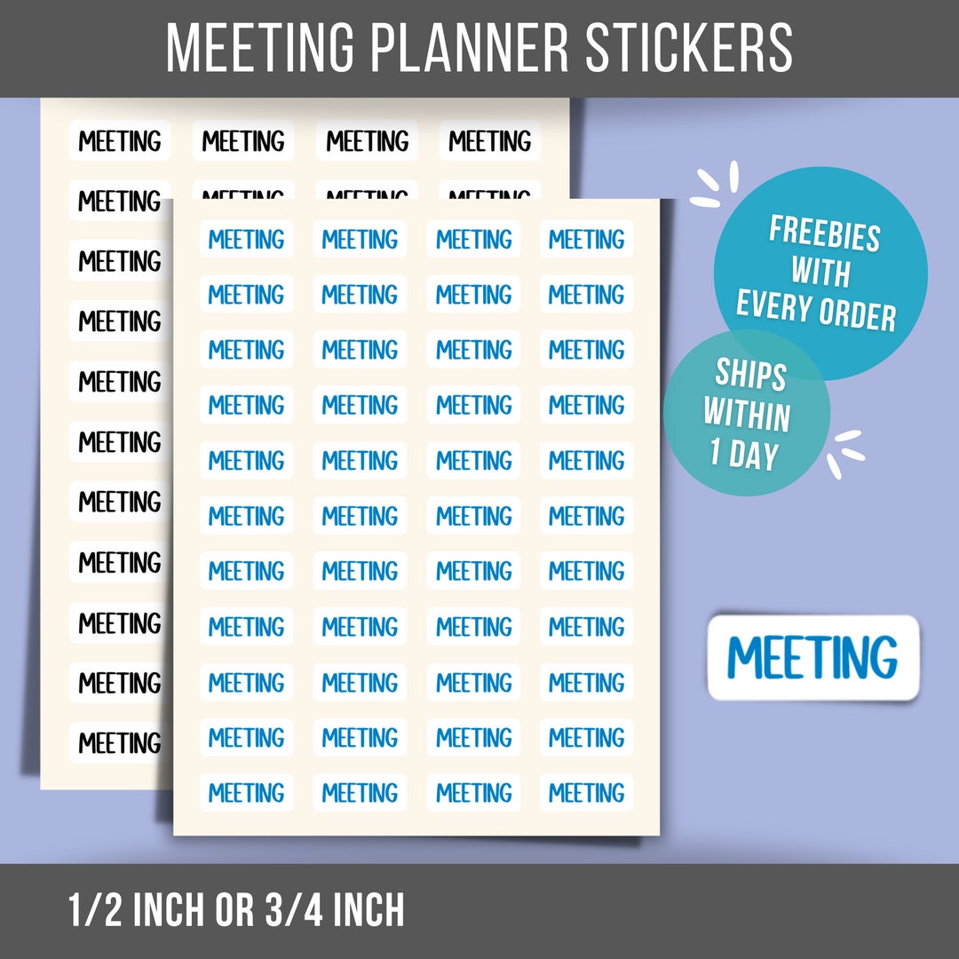 Meeting Planner Sticker | 44 Stickers | Text Color Options Word Label ...