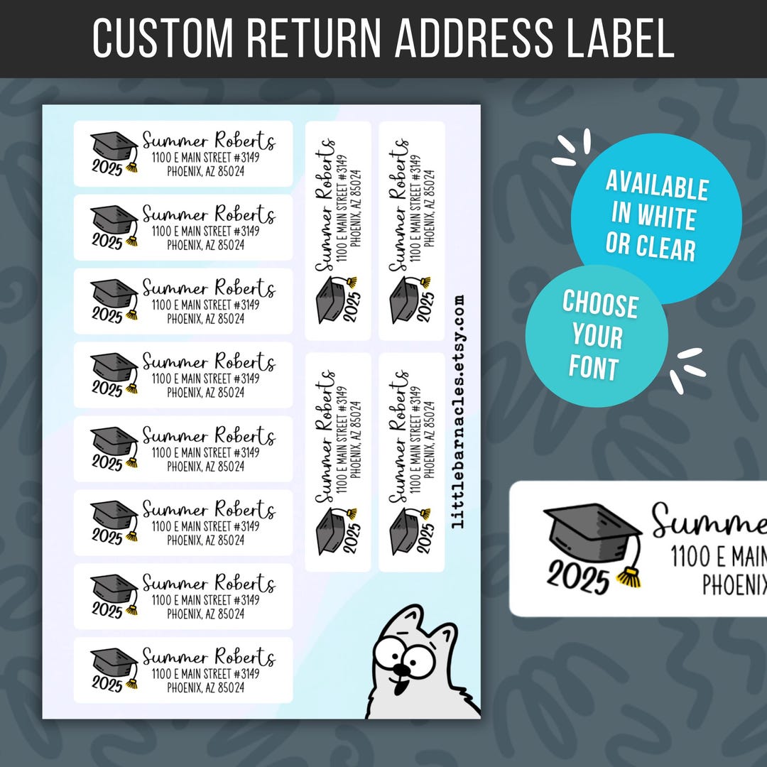 Custom Address Labels Graduation Return Address Labels Personalized ...