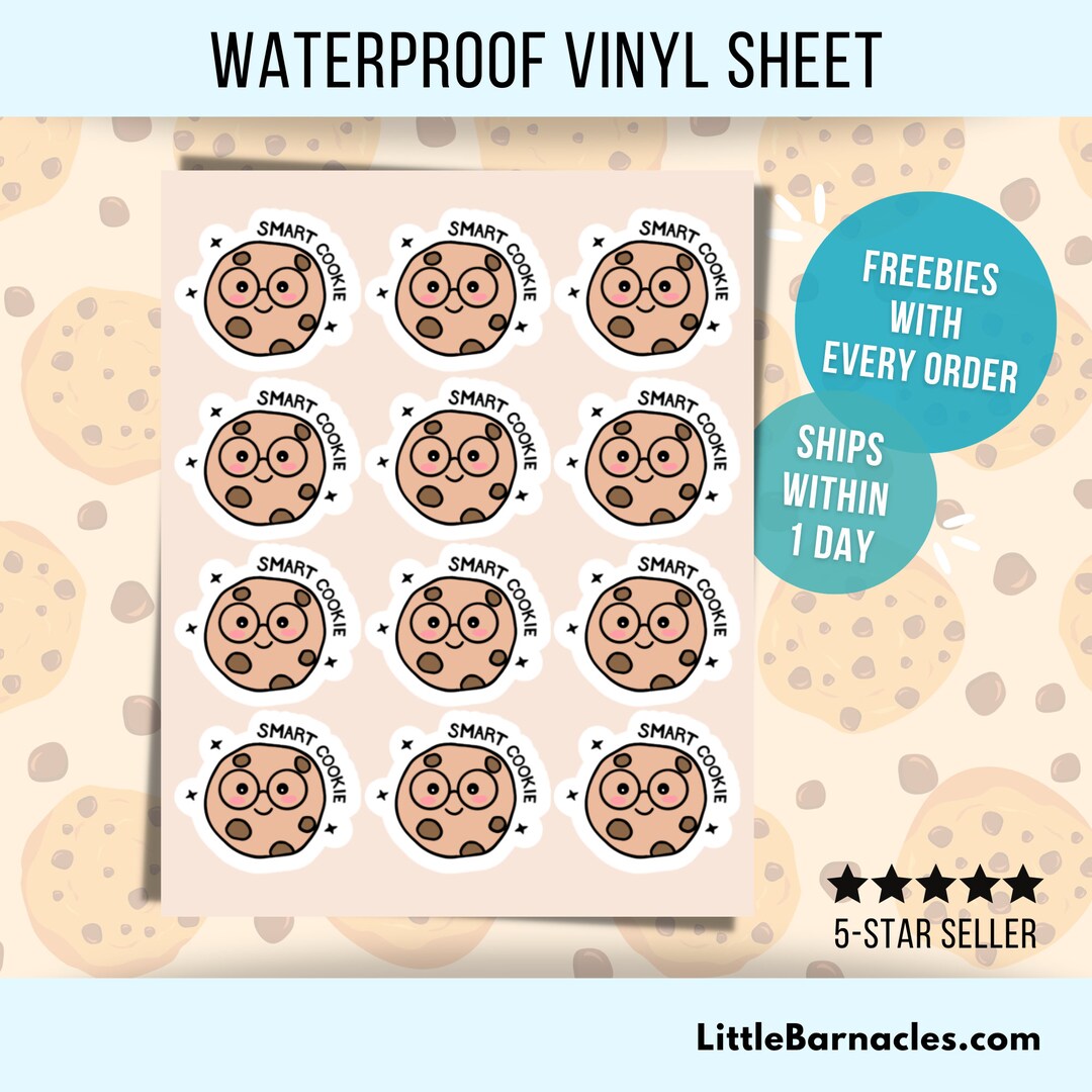 Mini Smart Cookie Sticker Sheet Waterproof Vinyl Cute Cookie Small ...