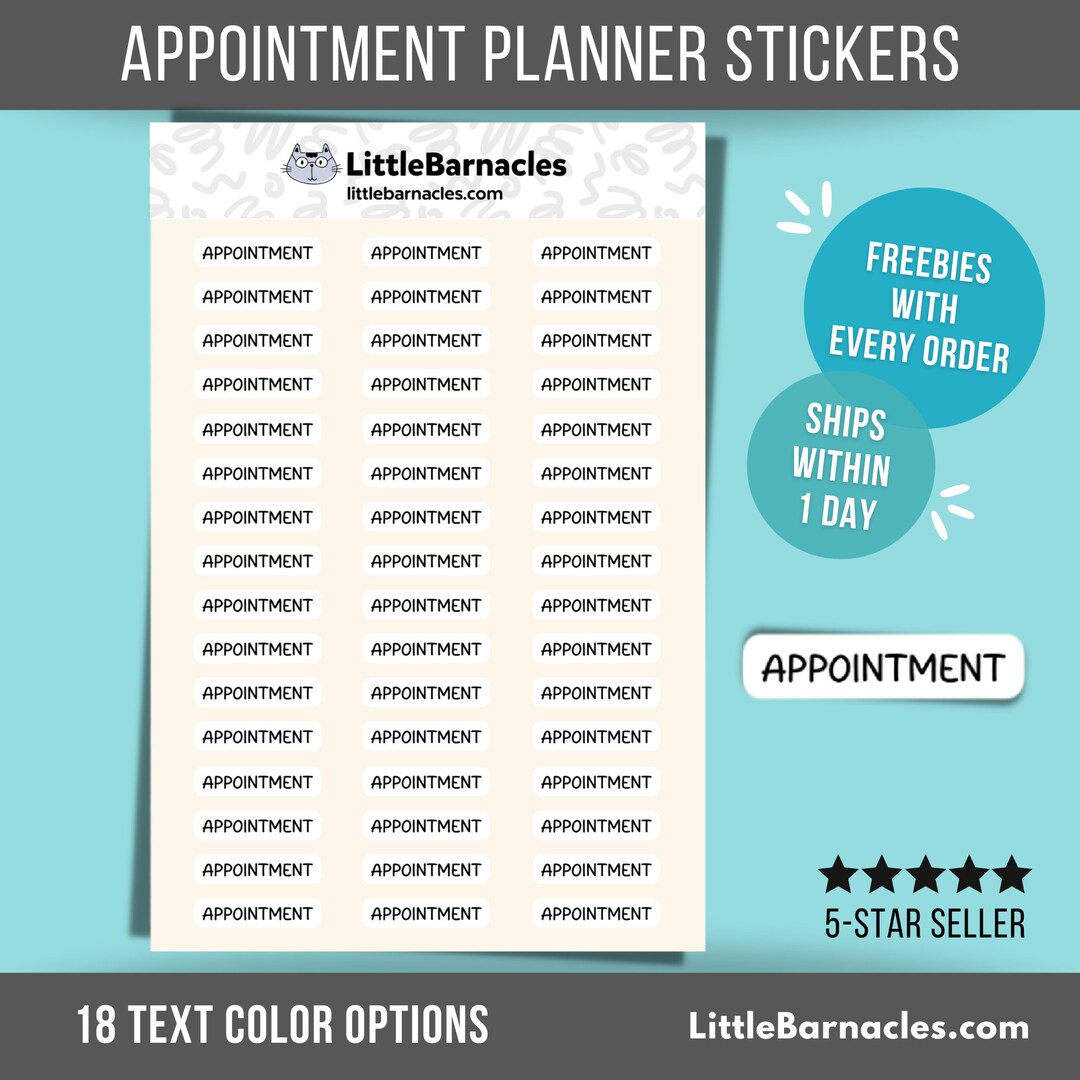 Appointment Planner Sticker 48 Stickers Text Color Options Word Label ...