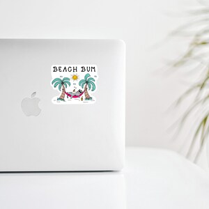 Beach Bum Sticker Waterproof Vinyl Funny Cat Sticker Gift Cat Lover ...