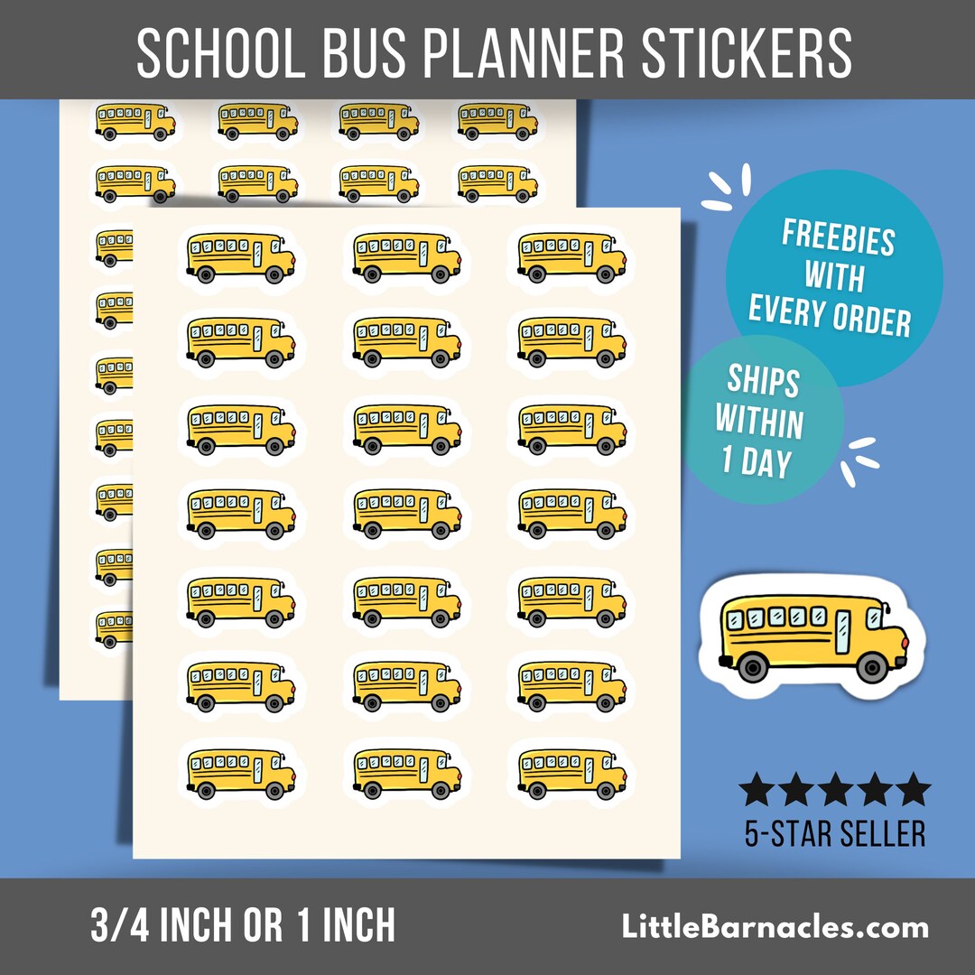 School Bus Planner Sticker Bus Label Sticker School Pickup Reminder ...