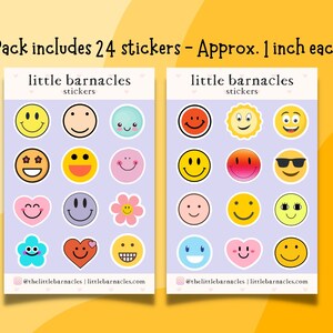 Mini Smiley Face Sticker Sheet Waterproof Vinyl Sticker Pack Cute Emoji ...