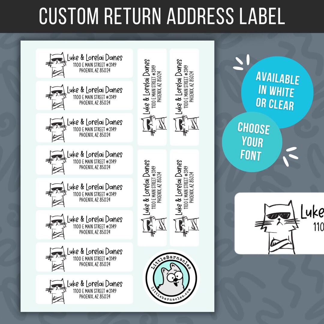 Custom Cat Address Labels Return Address Labels Personalized Mailing ...