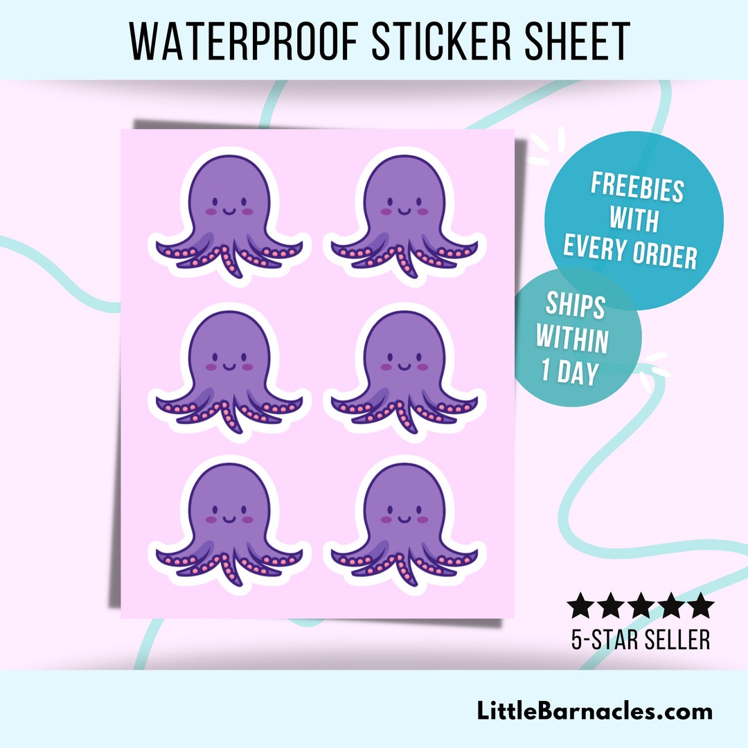 Mini Octopus Waterproof Vinyl Sticker Sheet - Etsy