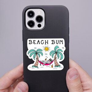 Beach Bum Sticker Waterproof Vinyl Funny Cat Sticker Gift Cat Lover ...