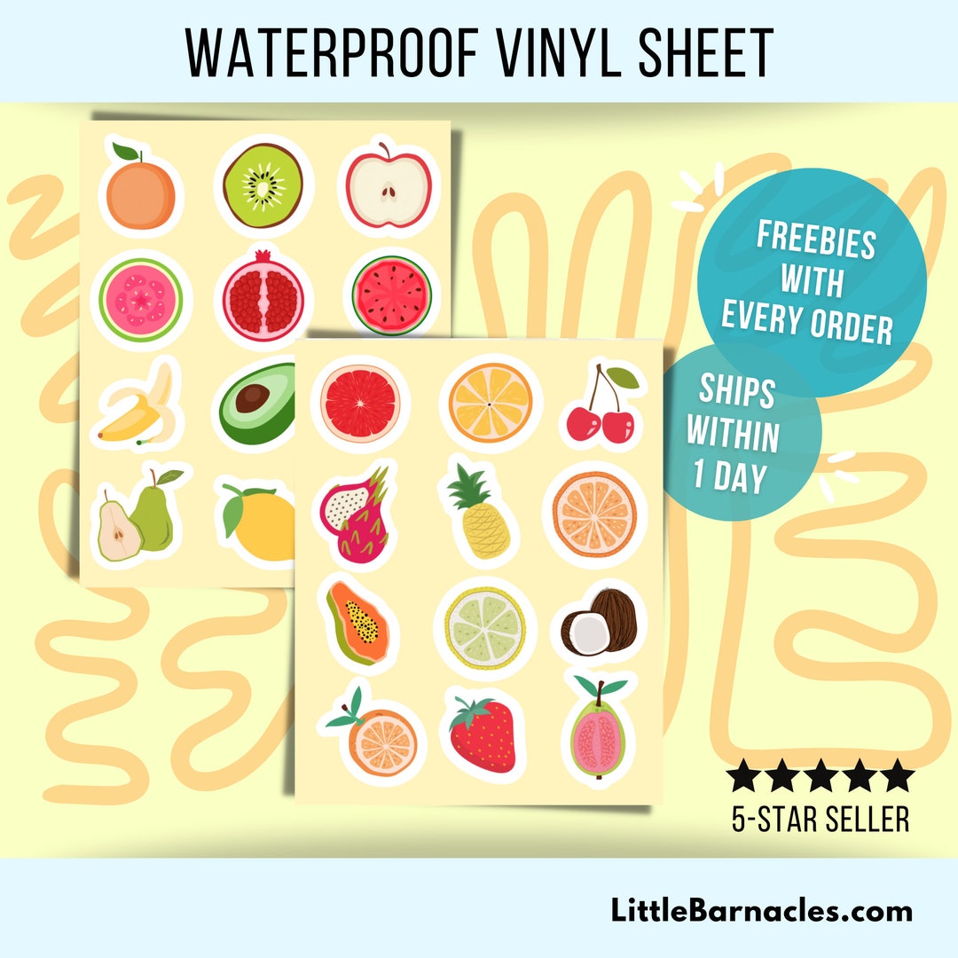 Mini Fruit Sticker Sheet | 2 Set | Waterproof Vinyl Cute Food Sticker ...