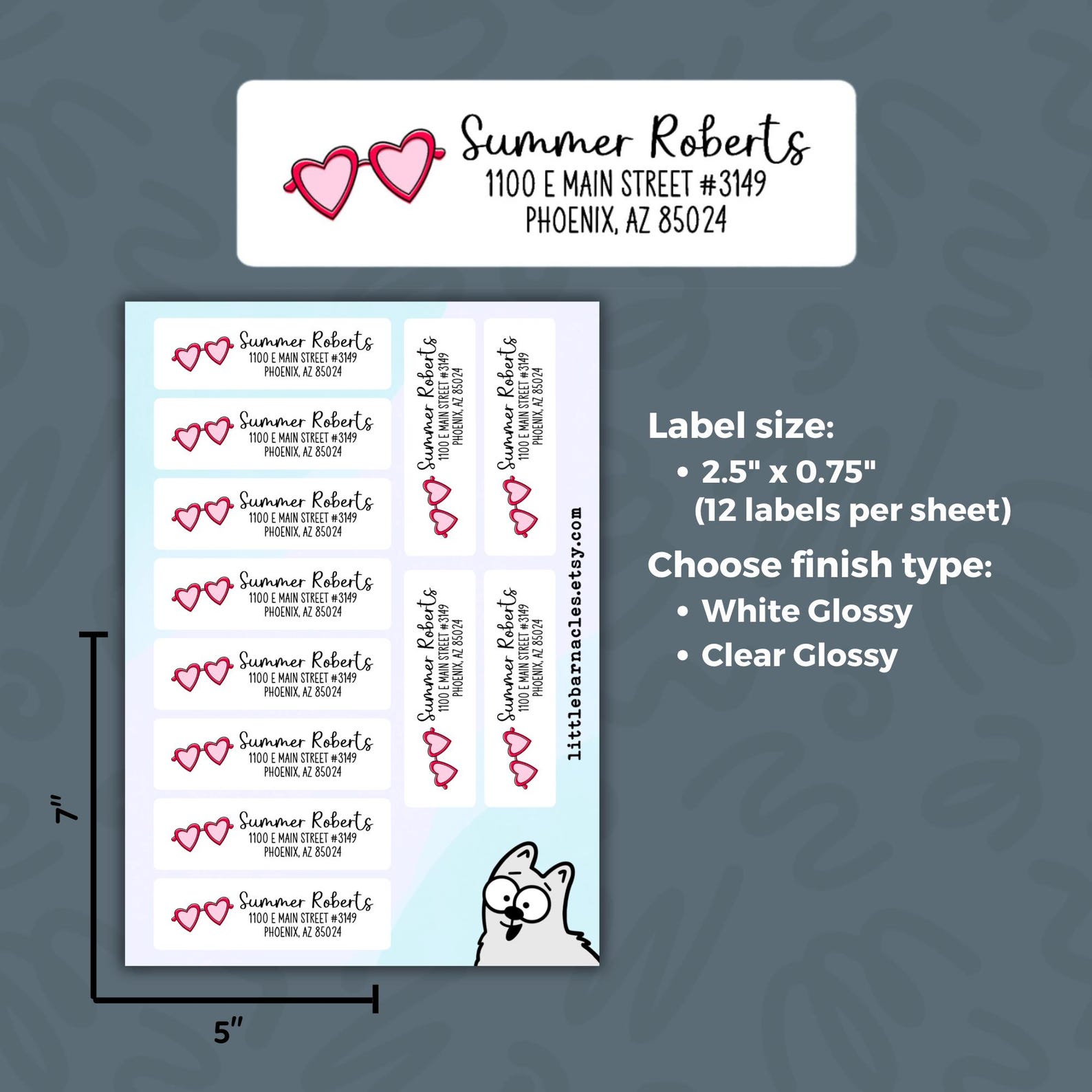 Custom Heart Glasses Address Labels • Personalized Return Address ...