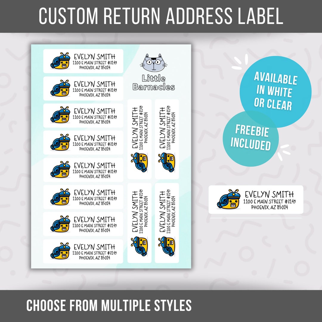 Custom Address Labels, Return Address Labels, Sheet of 12, Personalized ...