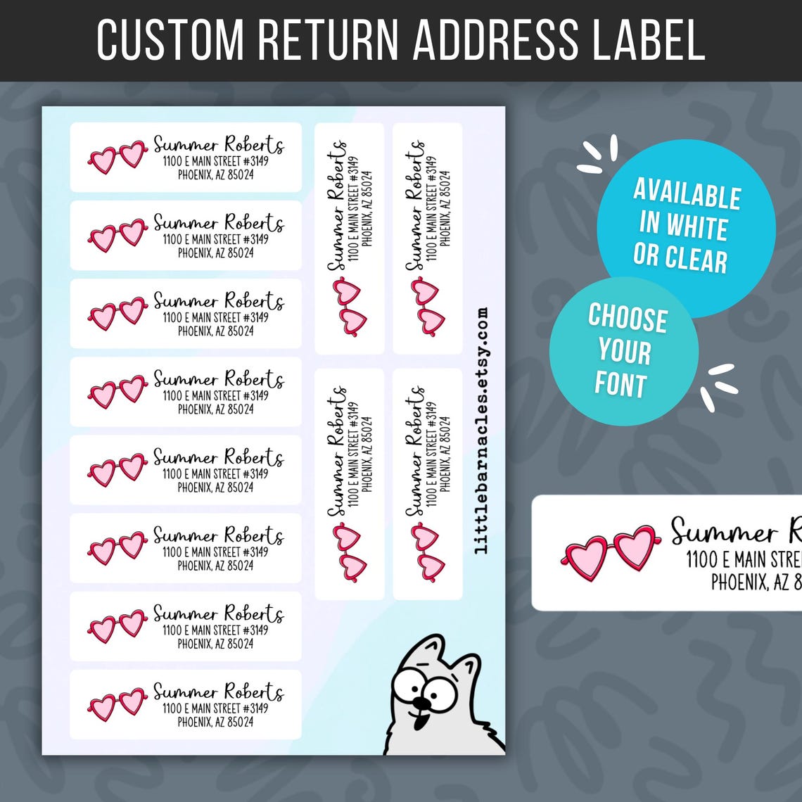 Custom Heart Glasses Address Labels • Personalized Return Address ...