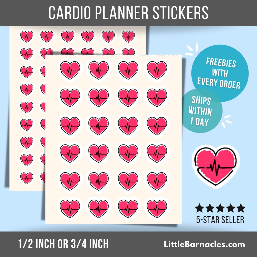Cardio Planner Sticker Exercise Sticker Heart Health Sticker Cardio ...