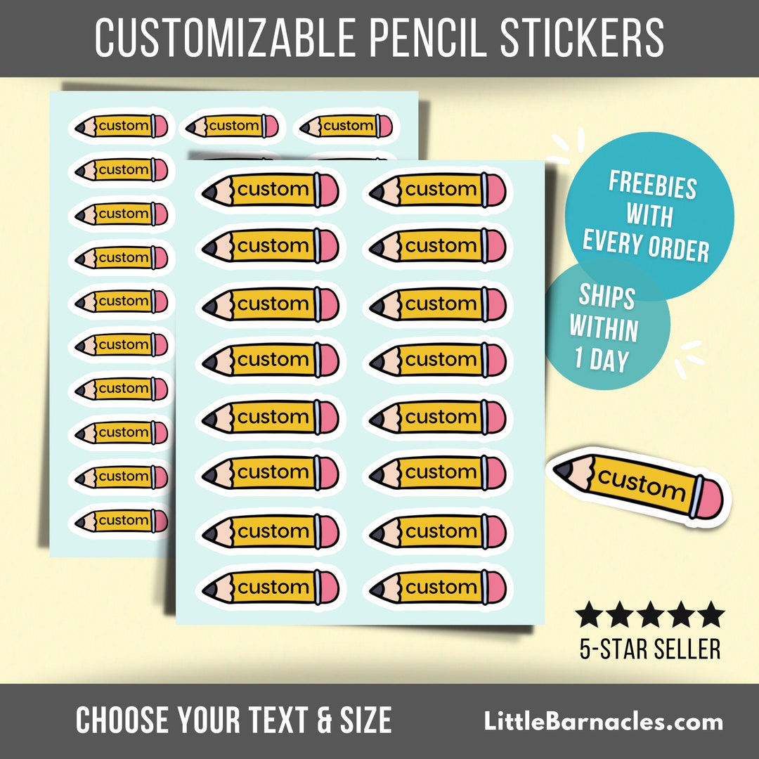 Custom Pencil Label Sticker Planner Sticker School - Etsy