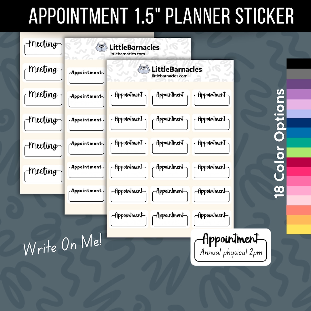 Appointment Planner Sticker | 1.5" Size | Text Color Options Quarter ...