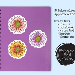 Daisy Flower Sticker Waterproof Vinyl Cute Floral Sticker Gardener ...