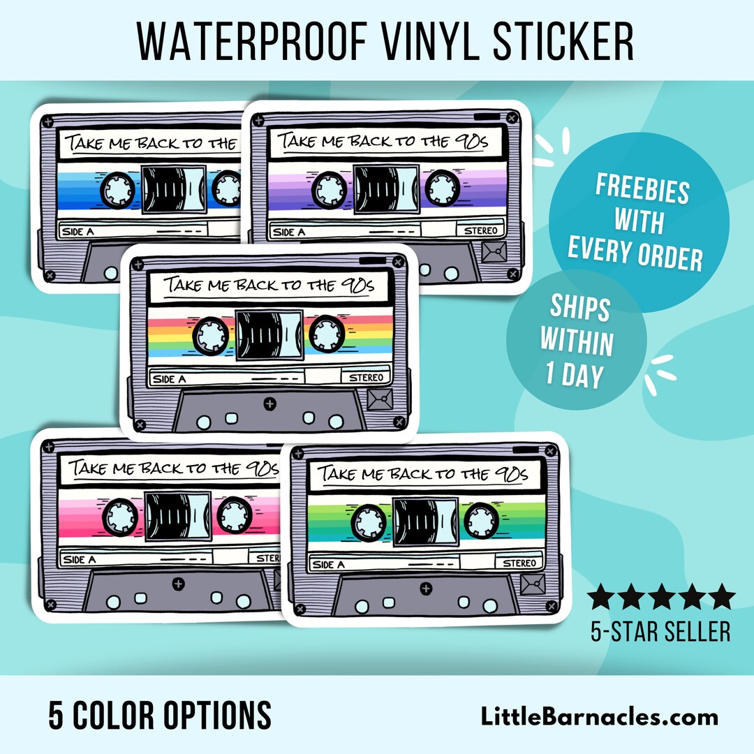 Mixtape Sticker Waterproof Vinyl Retro Vintage Cassette Tape Sticker ...