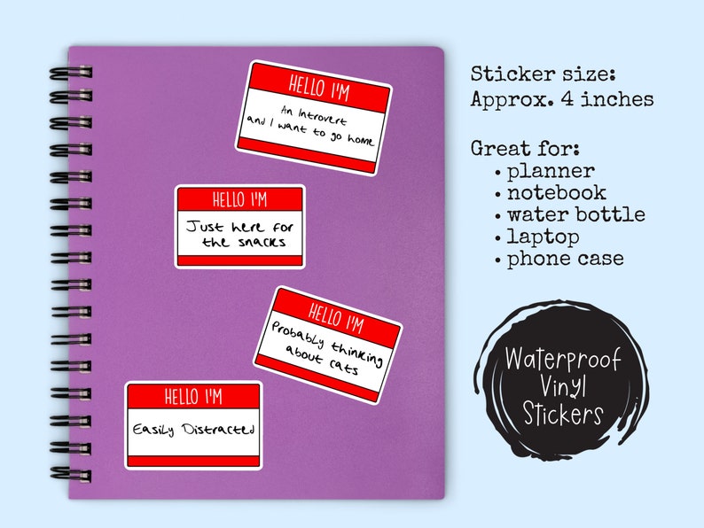 Name Tag Sticker Waterproof Vinyl Sticker Gift for Teens Funny - Etsy