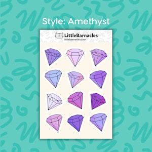 Mini Gemstone Sticker Sheet • Waterproof Vinyl Crystal Stickers • Cute ...