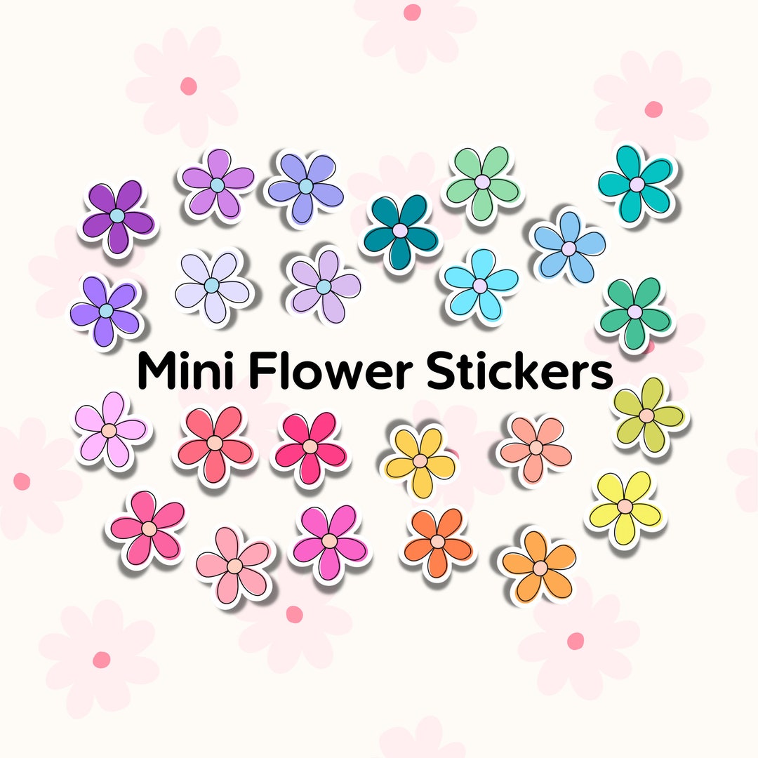 Mini Flower Sticker Sheet Waterproof Vinyl Planner Stickers Cute Petite ...