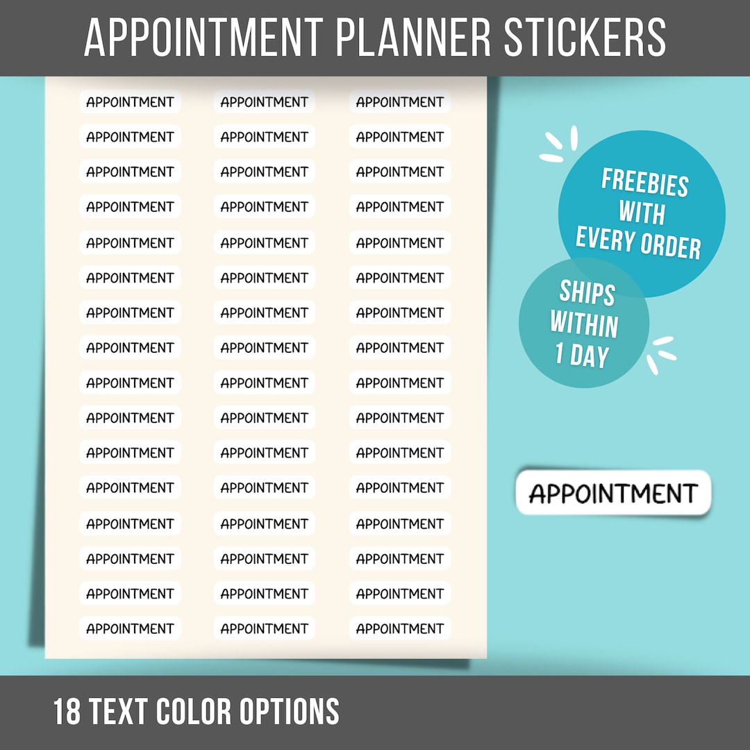 Appointment Planner Sticker | 48 Stickers | Text Color Options Word ...