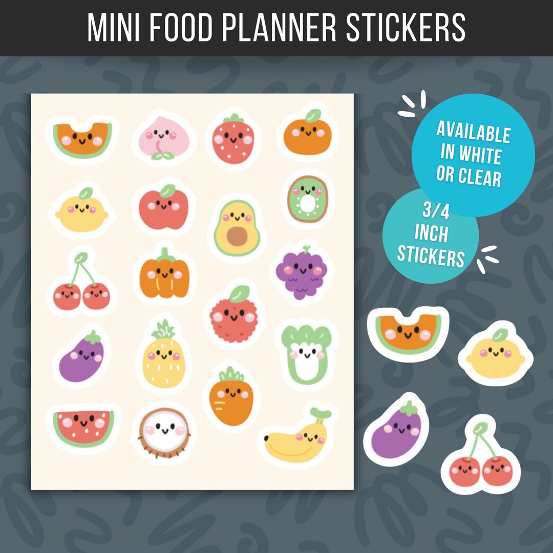 Mini Fruit Veggie Planner Sticker Vinyl Sticker Cute Food Stickers Tiny ...