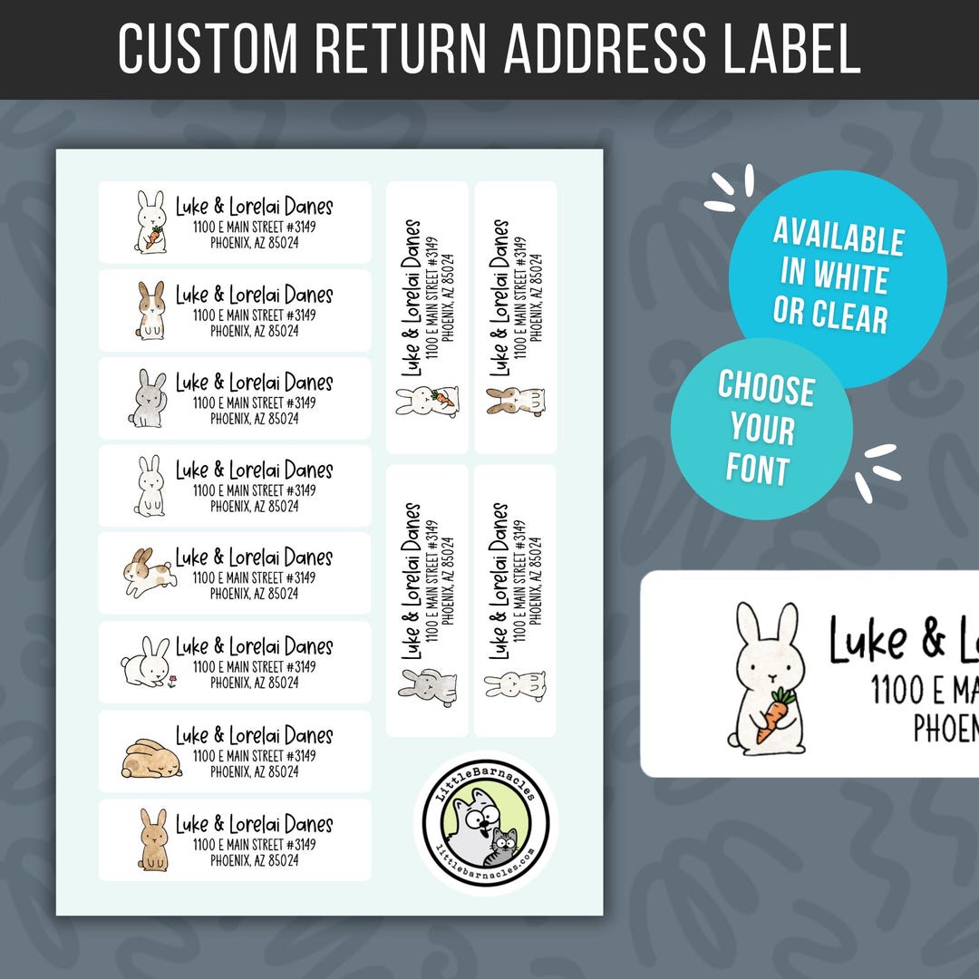 Custom Bunny Address Labels • Personalized Return Address Stickers ...