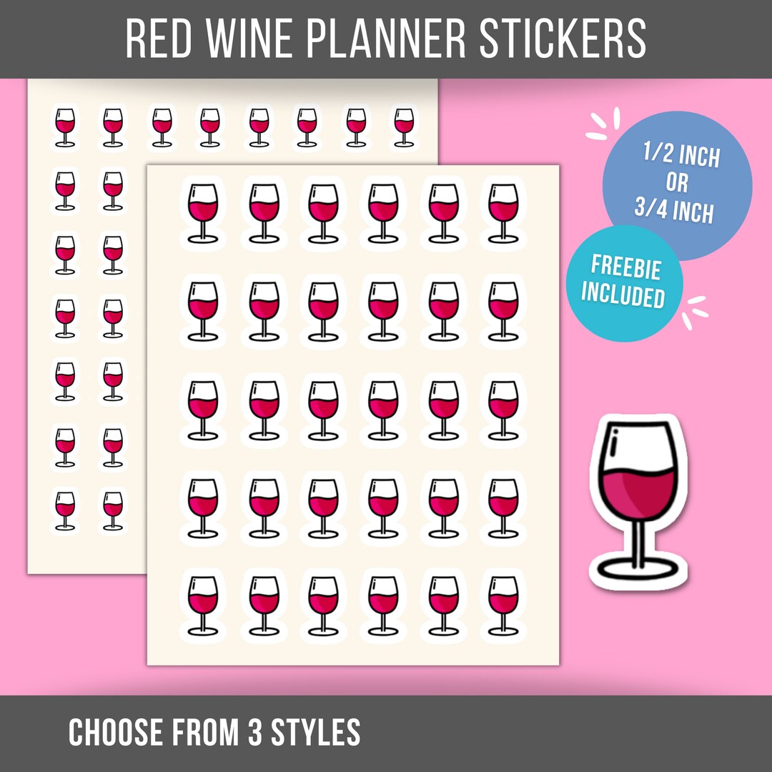 Wine Planner Sticker Red Wine Sticker Happy Hour Rosé Sticker White ...