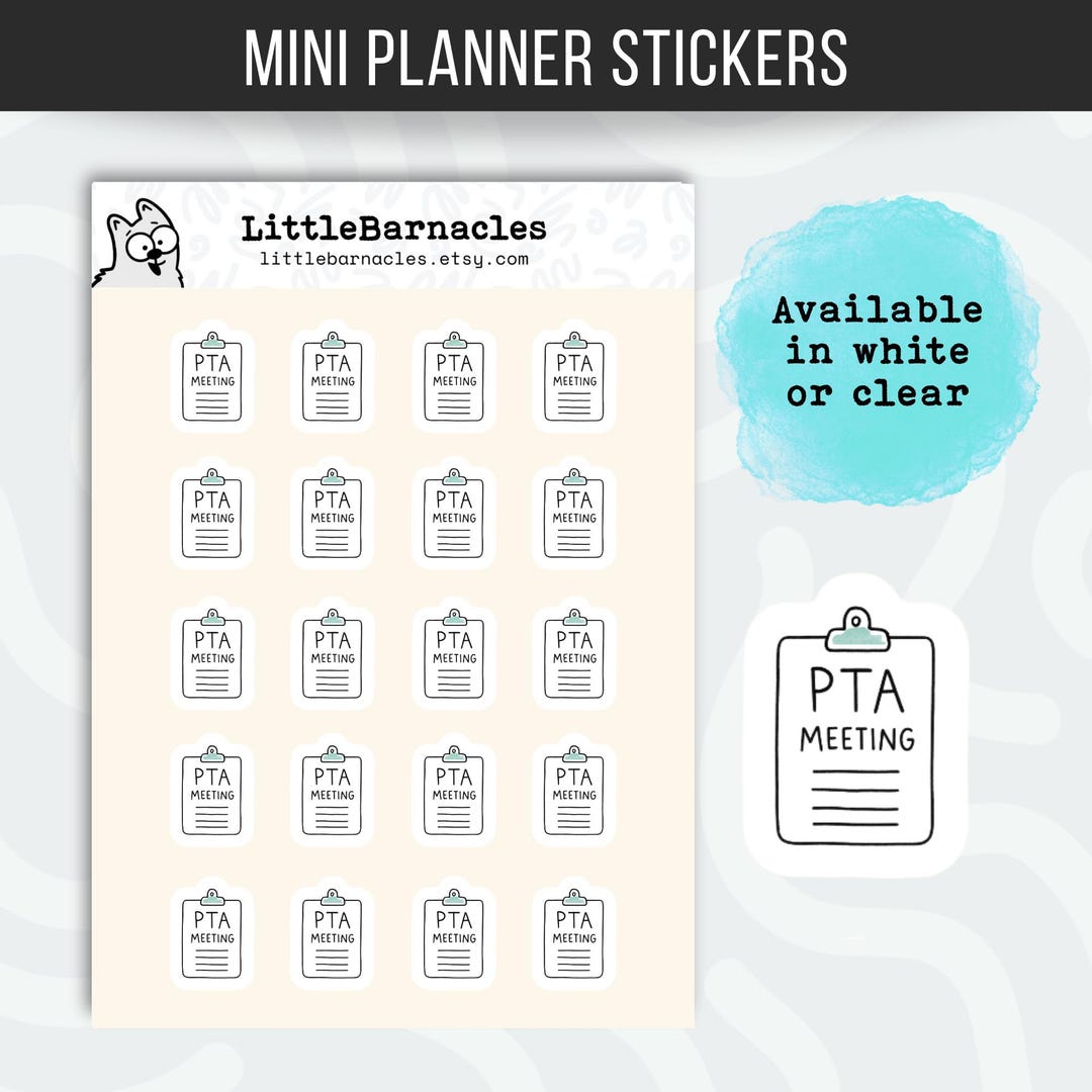 PTA Meeting Planner Sticker Pencil Label Sticker School Organization ...
