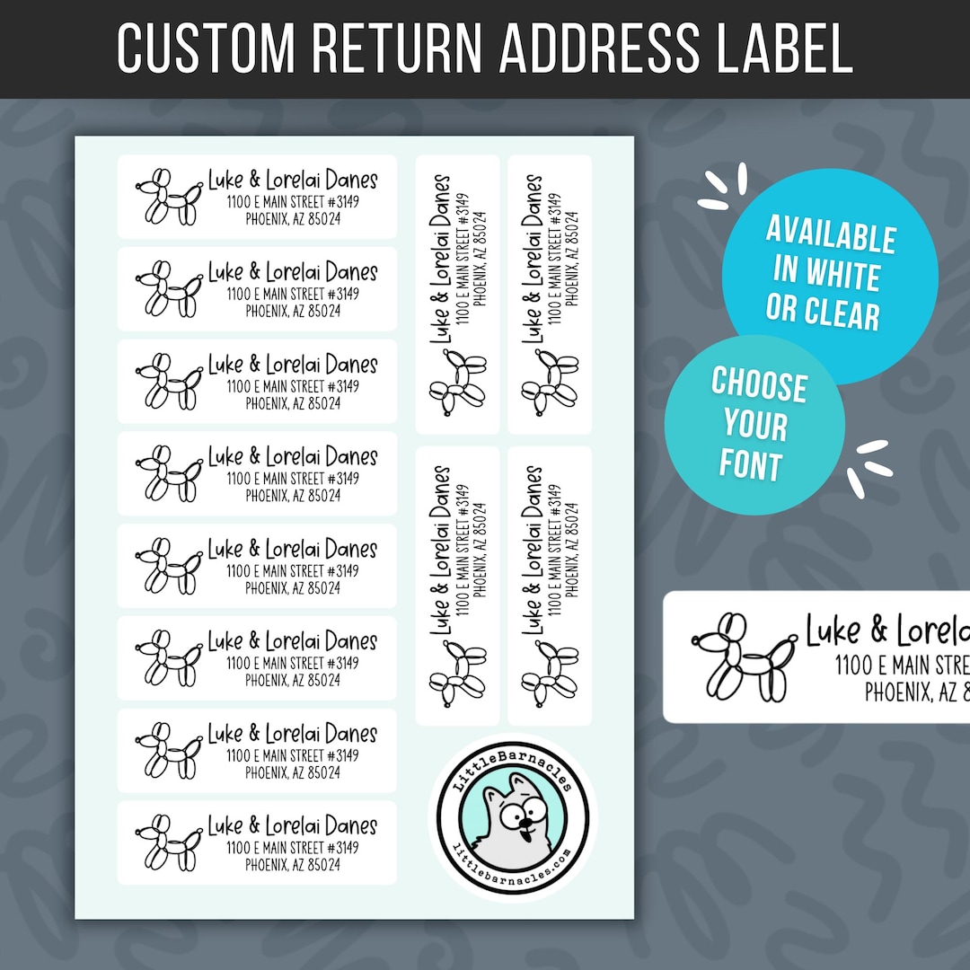 Custom Address Labels, Return Address Labels, Sheet of 12, Personalized ...