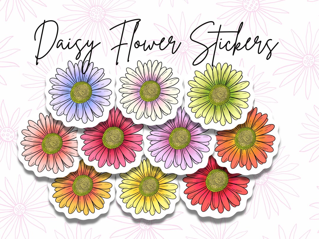 Daisy Flower Sticker Waterproof Vinyl Cute Floral Sticker Gardener ...