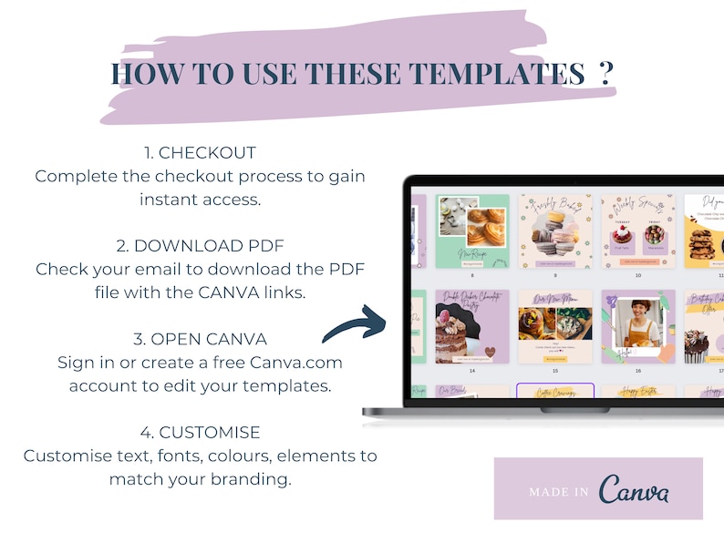 30 Bakery Instagram Templates Bakery CANVA Template Cafe - Etsy