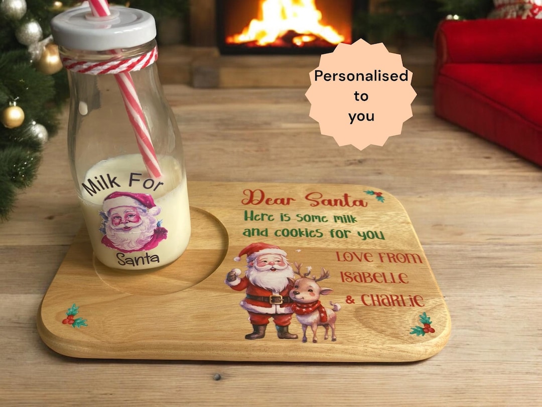 Santa Board, Santas Milk and Cookies, Christmas Eve Board, Personalised ...