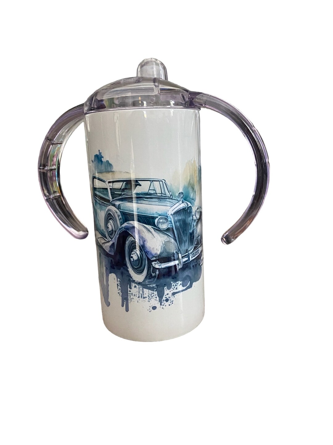 Adult Sippy Cup, 2 Lids and a Straw. Watercolour Classic Car Design - Etsy