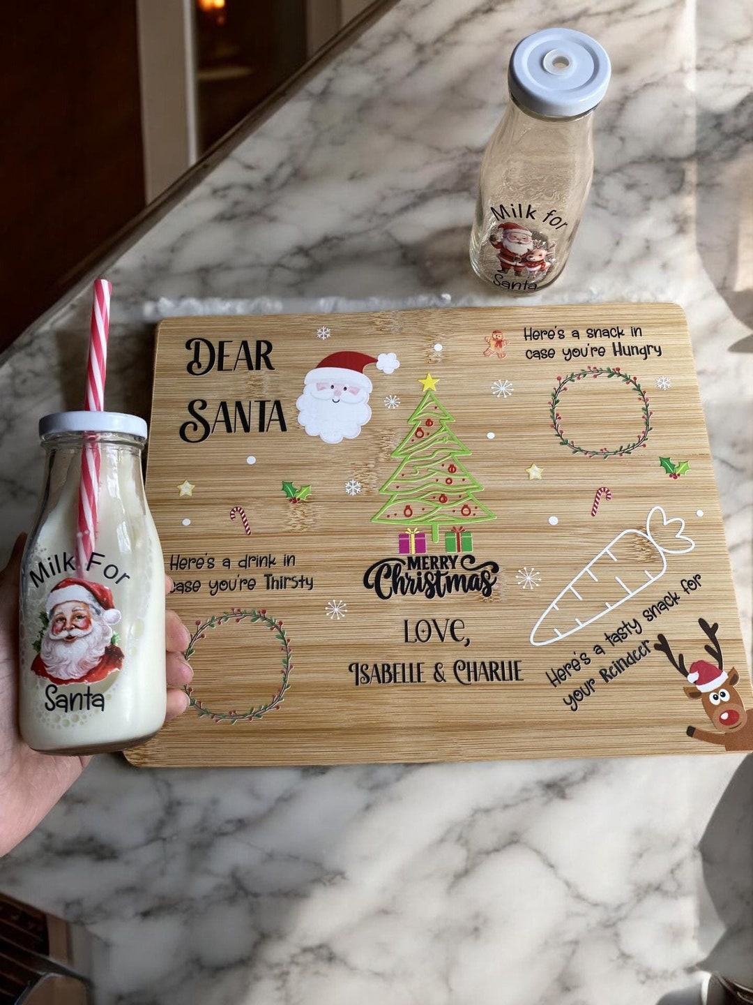 Christmas Eve Treat Board, Santa Board, Personalised Board and Milk ...