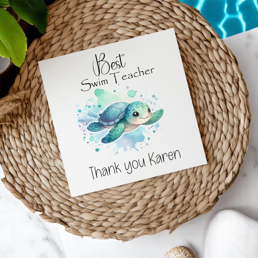 Personalised Swim Teacher Card, Swim Teacher Gift. - Etsy