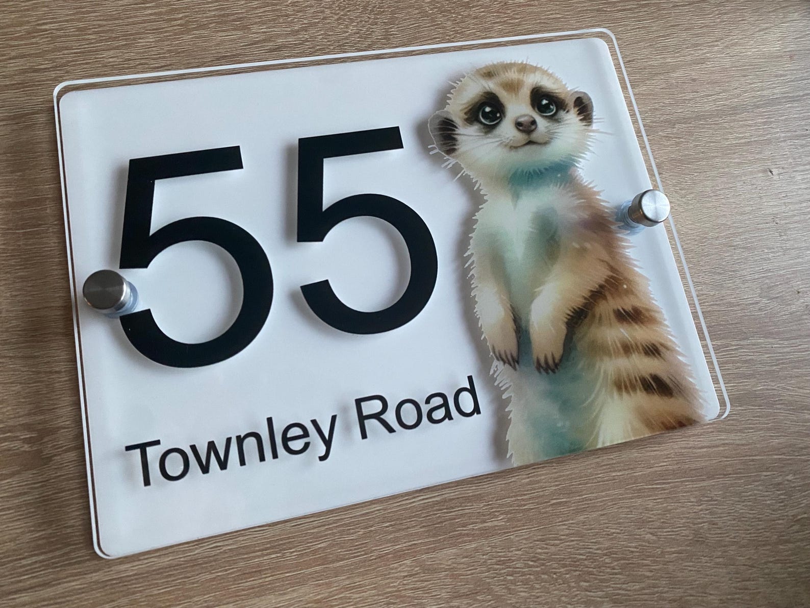 Meerkat House Sign, House Number, Acrylic Plaque, 2 Colour Choices ...